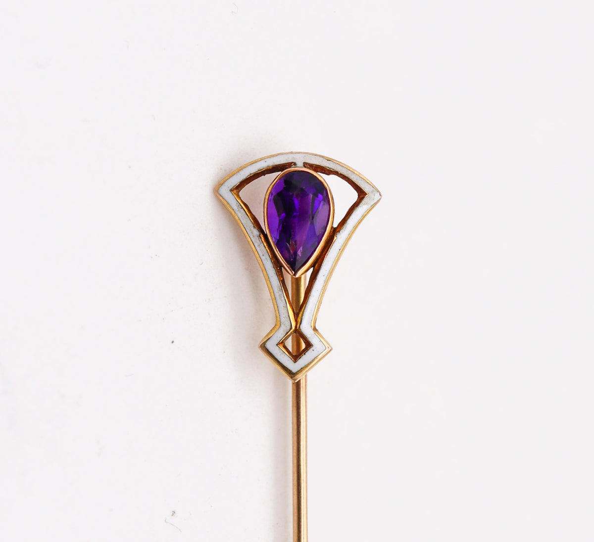 -Art Deco 1920 Enameled Stick Pin In 14Kt Yellow Gold With Purple Amet ...