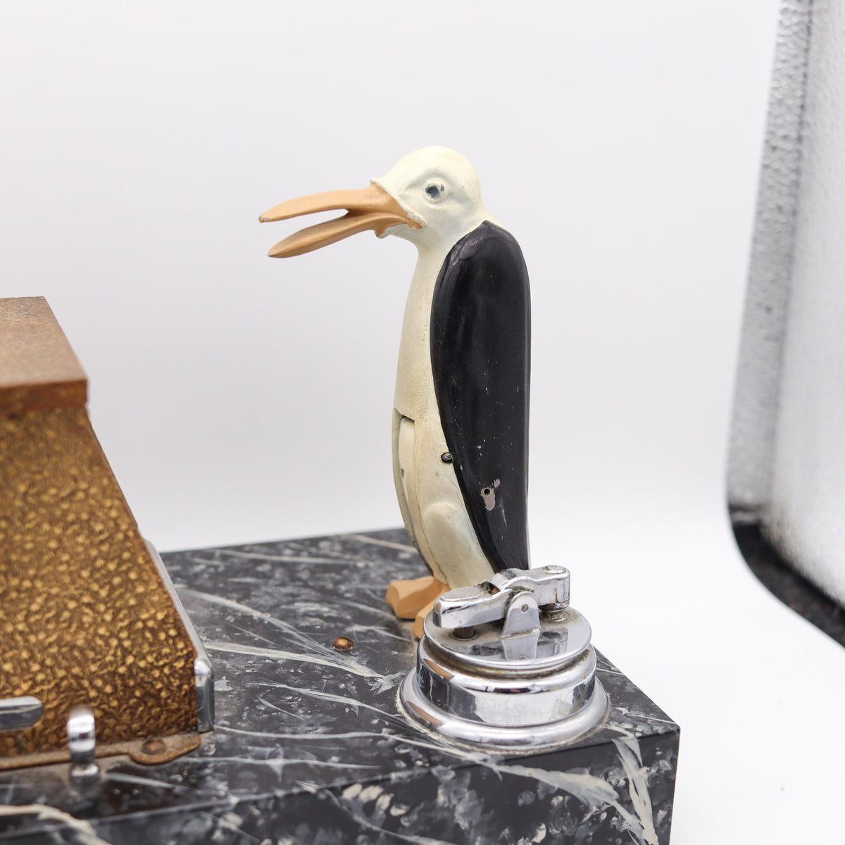 -Ronson 1930 Pik A Cig Magic Penguin Lighter Cigarette Dispenser Desk ...