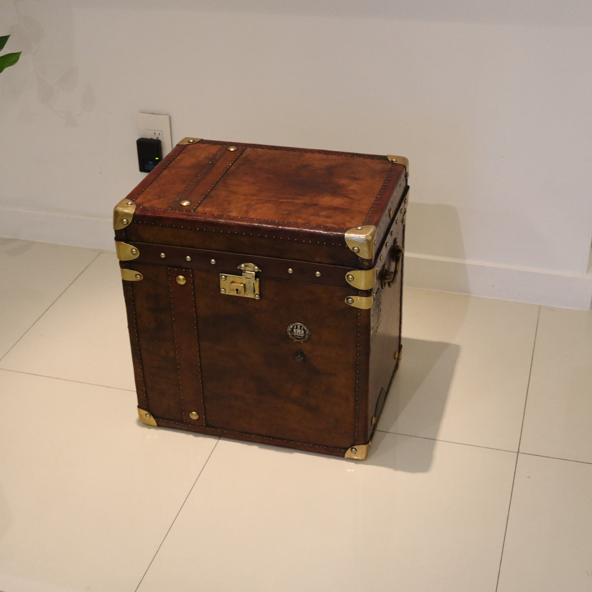 -England 1900 Victorian Army Officer Travel Chest In Leather And Bronz ...