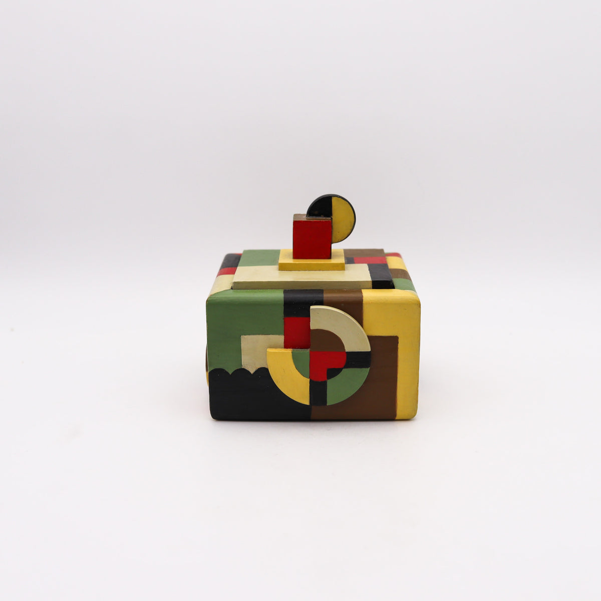 -Dutch 1930 De Stijl Art Deco Trinket Box In Wood With Polychromate Pa ...