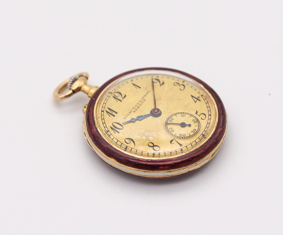 GOLAY FILS & STAHL 1905 Edwardian Enameled Miniature Watch 18Kt Gold ...
