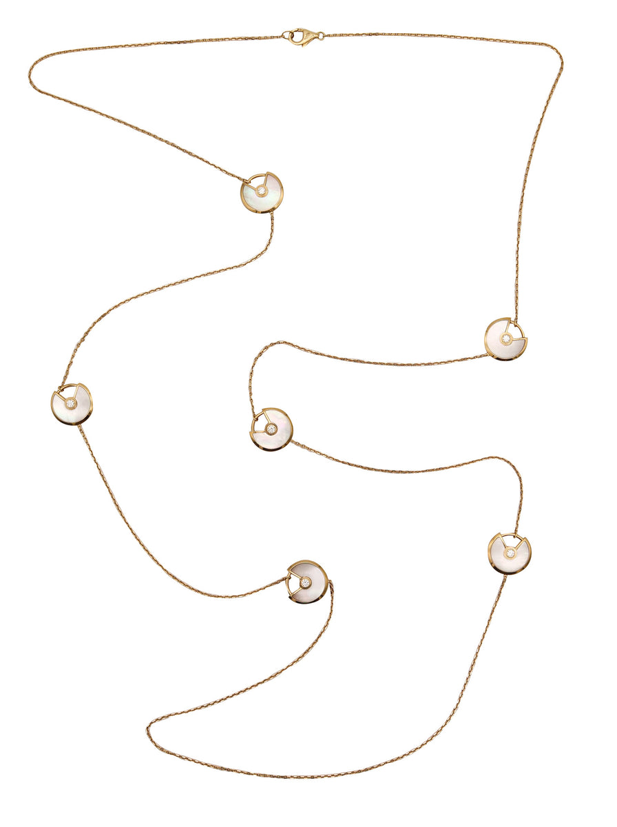 CARTIER Amulet Sautoir Necklace With White Pearls In 18Kt Gold With Di ...
