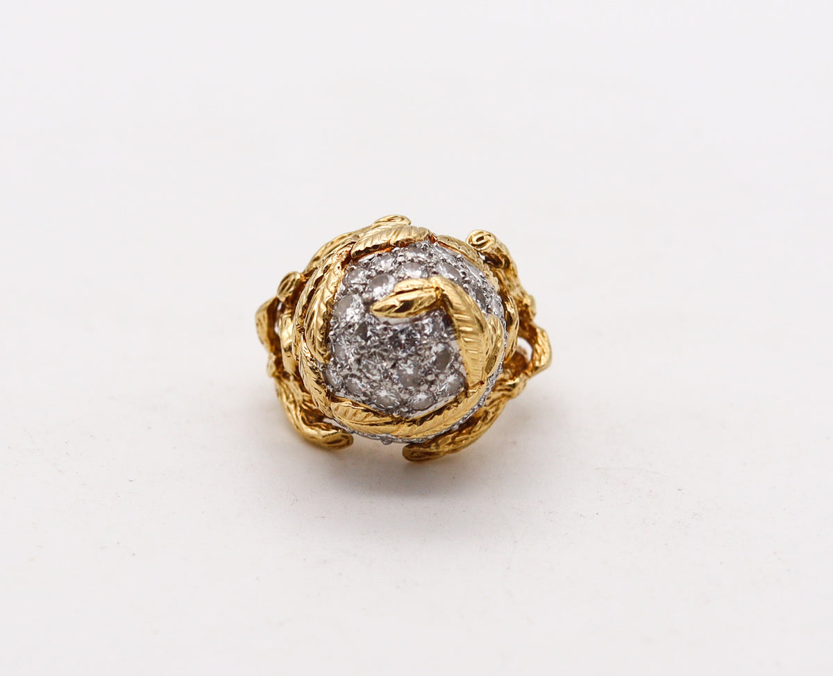 PIERRE STERLÉ 1950 Modernist Ring In 18Kt Gold Platinum And 3.84 Ctw I ...