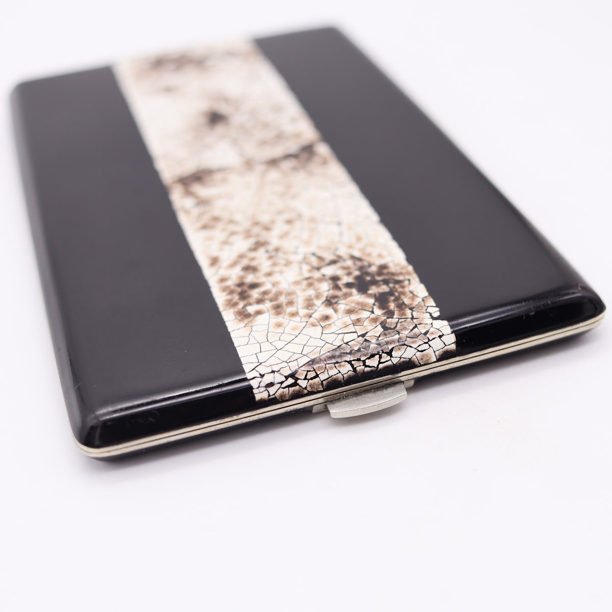 FRENCH 1925 Art-Deco Black Lacquer & White Egg-Shell Lacquer Cigarette ...