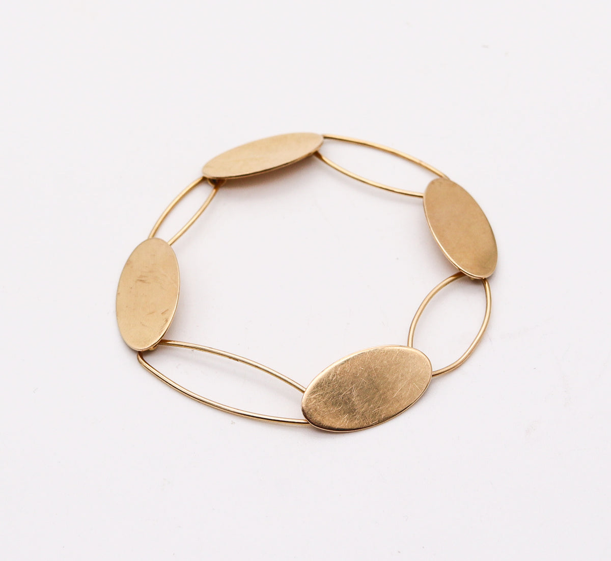 BETTY COOKE 1980 Geometric Open Ovals Bracelet In 14Kt Yellow Gold ...