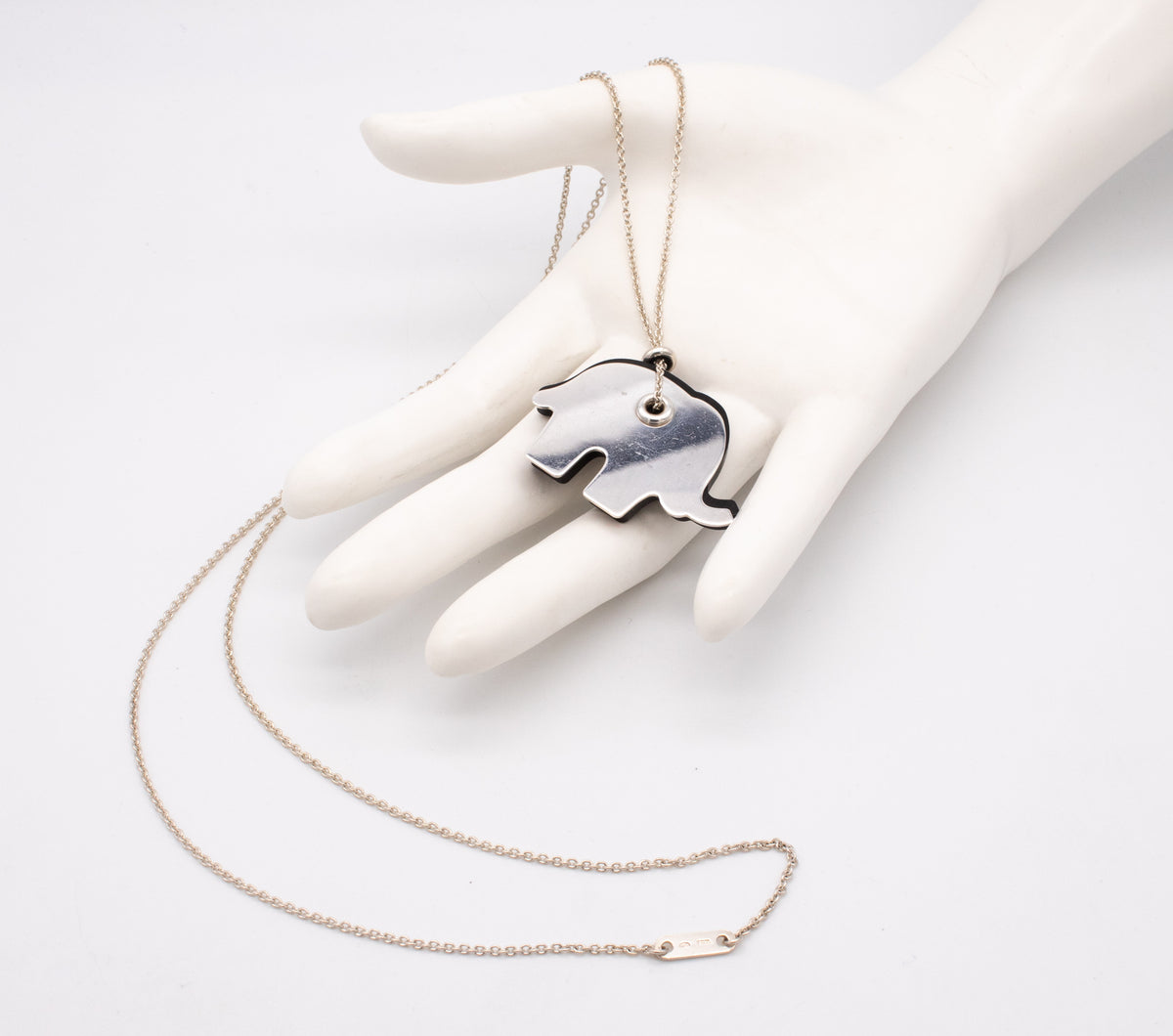 VHERNIER MILANO ELEPHANTS NECKLACE WITH WOOD IN .925 STERLING SILVER ...