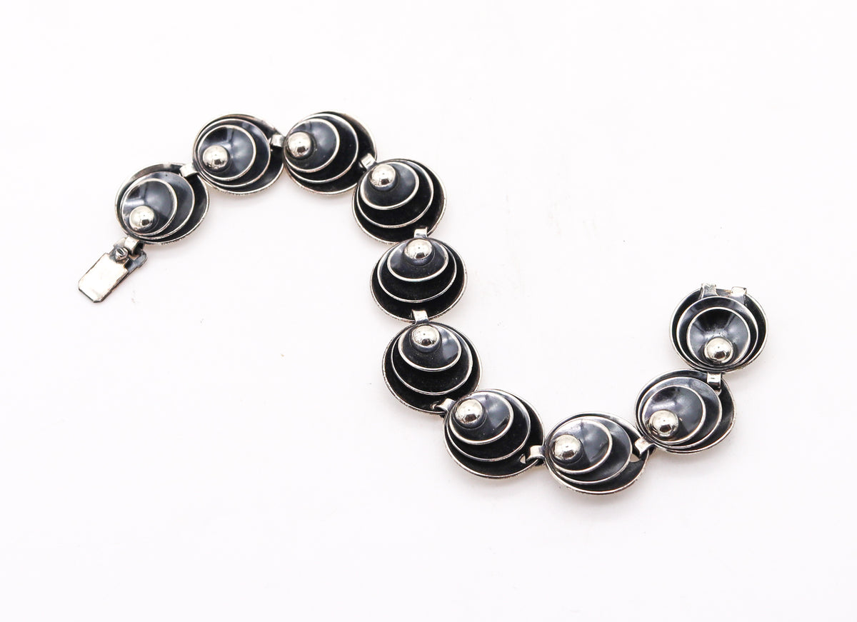 Hermann Siersbol Denmark 1960 Geometric Op Art Bracelet In .925 Sterli ...