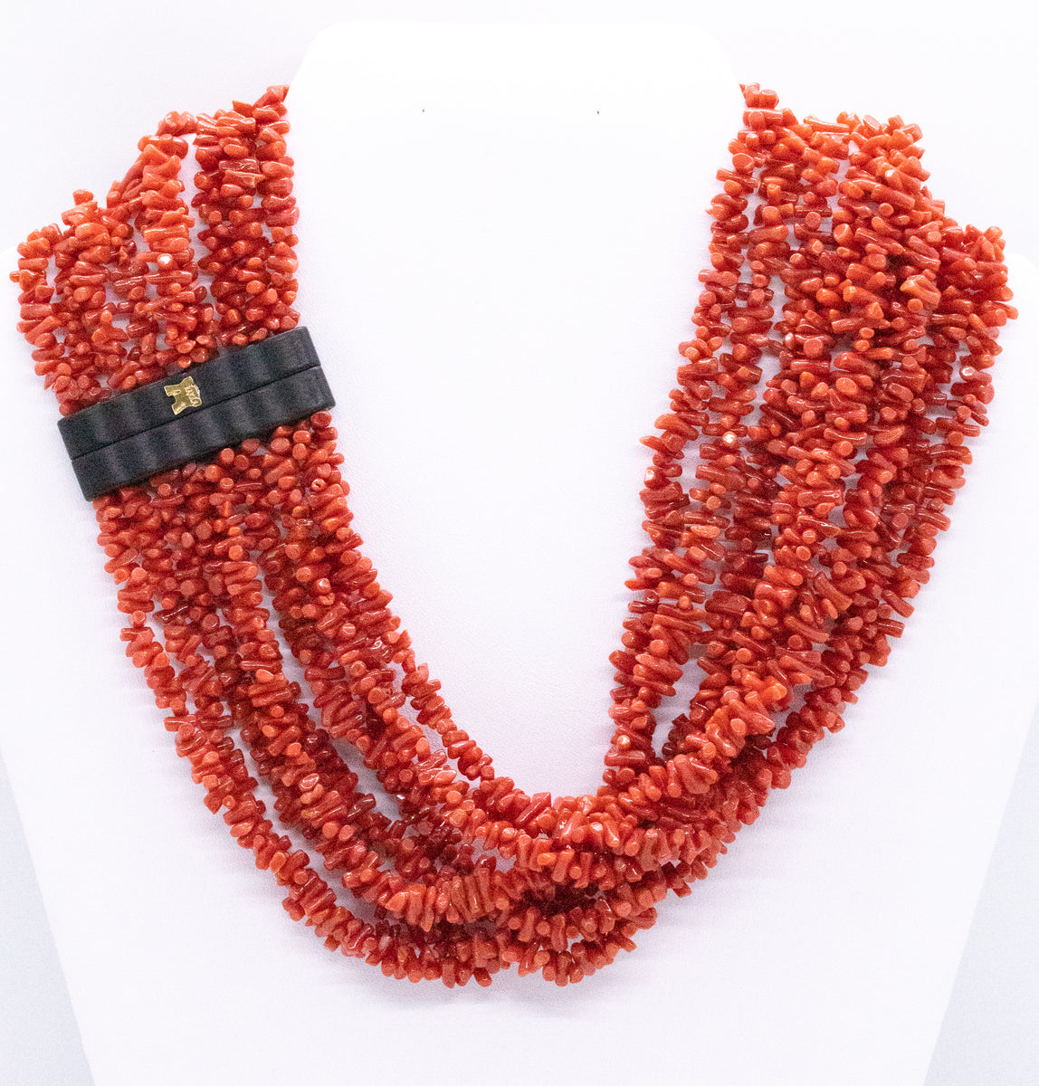 RAJOLA ITALY 18 KT EBONY WOOD & SARDINIA RED CORAL NECKLACE – Treasure ...