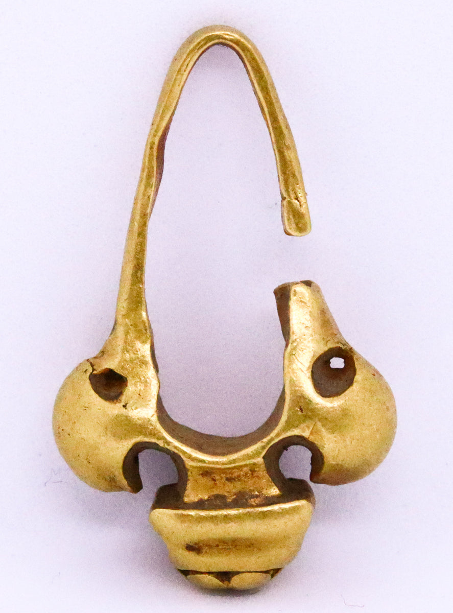 PRE COLUMBIAN ANCIENT GOLD CHIRIQUI NOSE AMULET 1100 AD PANAMA / COSTA ...