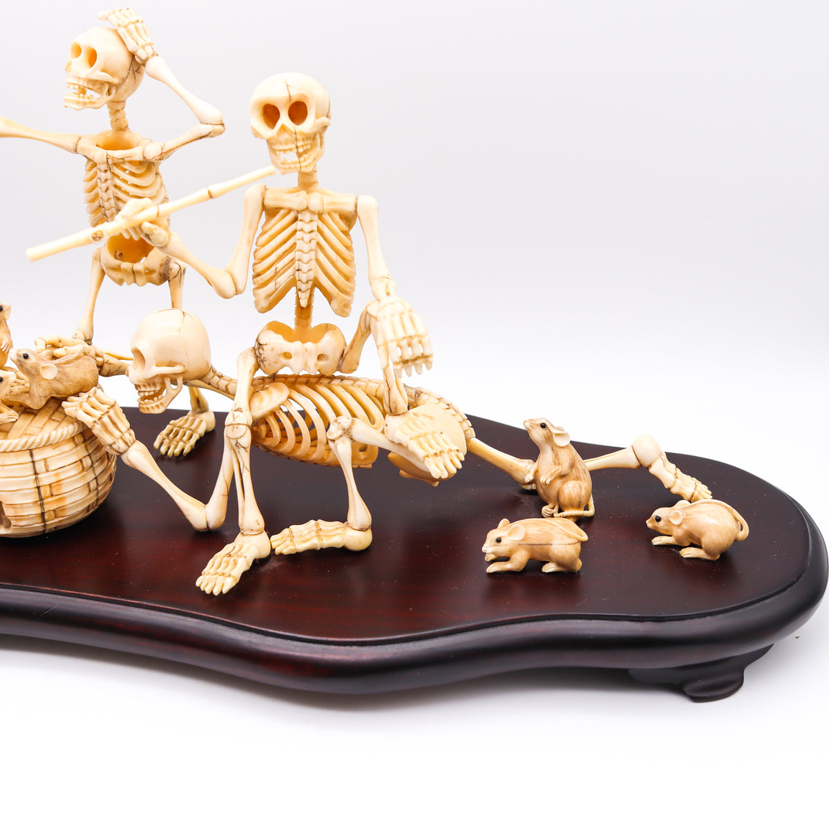 JAPAN 1890 Meiji Period Okimono Sculpture With A Group Of Skeletons Pl ...