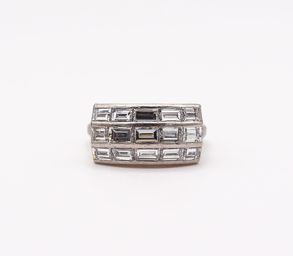 -Art Deco 1930 Geometric Cocktail Ring In Platinum With 2.25 Cts Emera ...