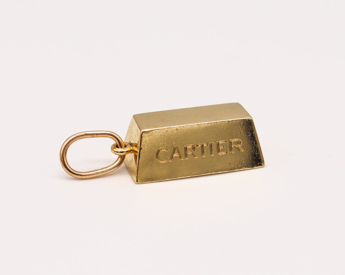 -Cartier Paris 1970 1 Ounce Rectangular Ingot Pendant In Solid 18Kt Ye ...