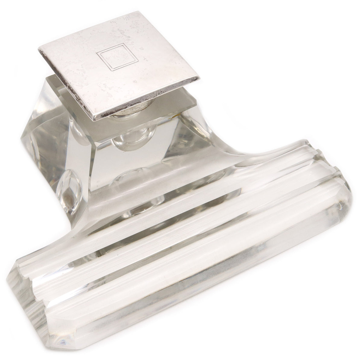 *William B. Kerr & Co. 1930 Art deco inkwell in hammered sterling silv ...